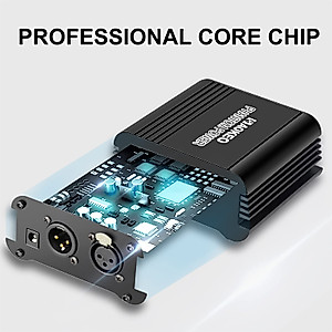 Aokeo 48V Phantom Power Supply Powered by USB Plug in, Included with 8 feet USB Cable, Bonus + XLR 3 Pin Microphone Cable for Any Condenser Microphone Music Recording Equipment