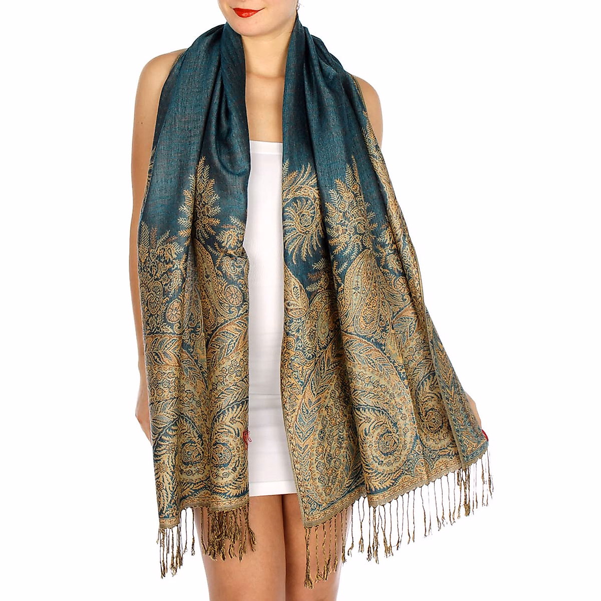 SERENITA Pashmina Scarf for Women Large Cashmere feel Big Paisley Rave Shawl Wraps, Soft Scarves Travel Accessories