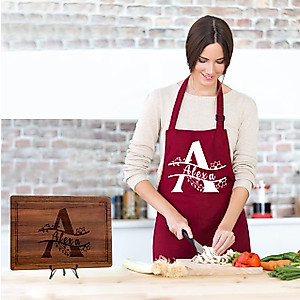 Custom Monogrammed Gifts for Christmas, Personalized Cutting Board, Charcuterie Board, Letter A-Z Engraved, Special Gift for Women, Men, Her, Him, Monogram Letters for Mom, Grandma, Made in USA