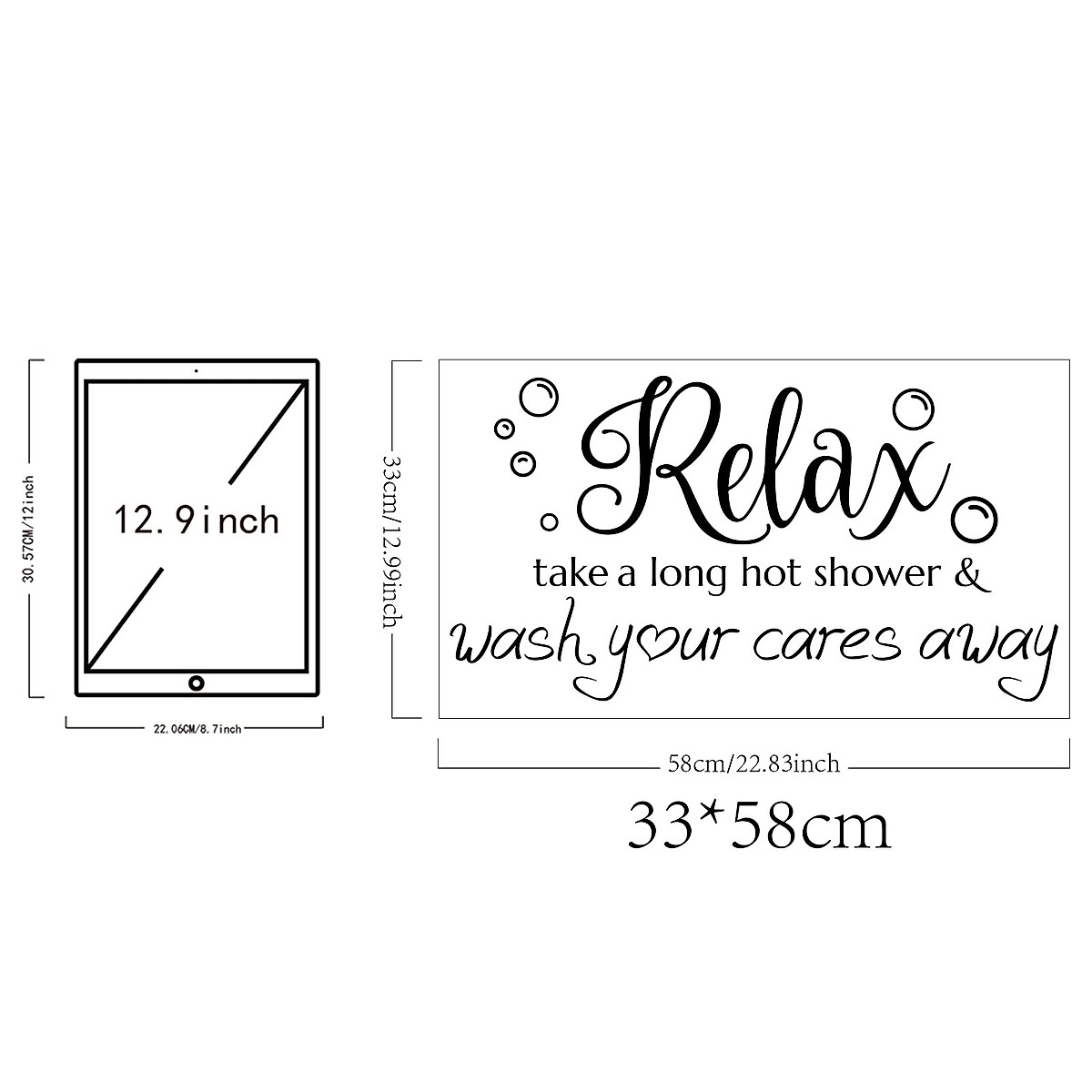 SUPERDANT Bathroom Wall Decals Relax Shower Door Decals Bath Wall Sticker for Dorm Take A Long Hot Shower Quotes Wall Art DIY Decor Wall Art Stickers Vinyl Bathroom Stickers Shower Doors