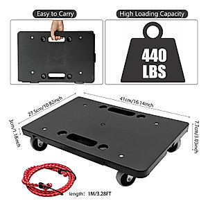 WBJKZJD Furniture Mover with Wheels, Heavy Duty Moving Dolly Interlocking Design Small Flat Dolly Cart 16 Inch Furniture Dolly, Black (1)