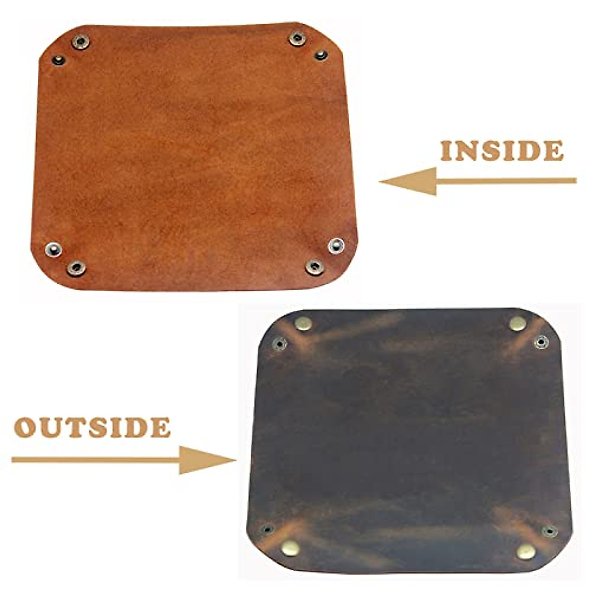 boshiho Valet Tray for Men, Leather Jewelry Catchall Key Phone Coin Box Change Caddy Bedside Storage Box (Crazy Horse Leather - Dark Brown)