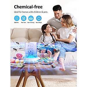 Camfeast 360° Flying Insect Trap with 60h USB Rechargeable Battery, Get-rid Food, Plant Fruit-Fly Killer, Night Light Catcher for Gnat, Noseeum, Flies, Housefly, Trap on Indoor House, Insectos Trampa