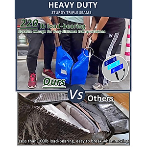 Extra Large Moving Bags with Strong Handles, 4 Pack Heavy Duty Storage Bags with Smooth Zipper, Oversized Storage Tote for Clothes Moving Supplies Dorm Essentials Household Containers