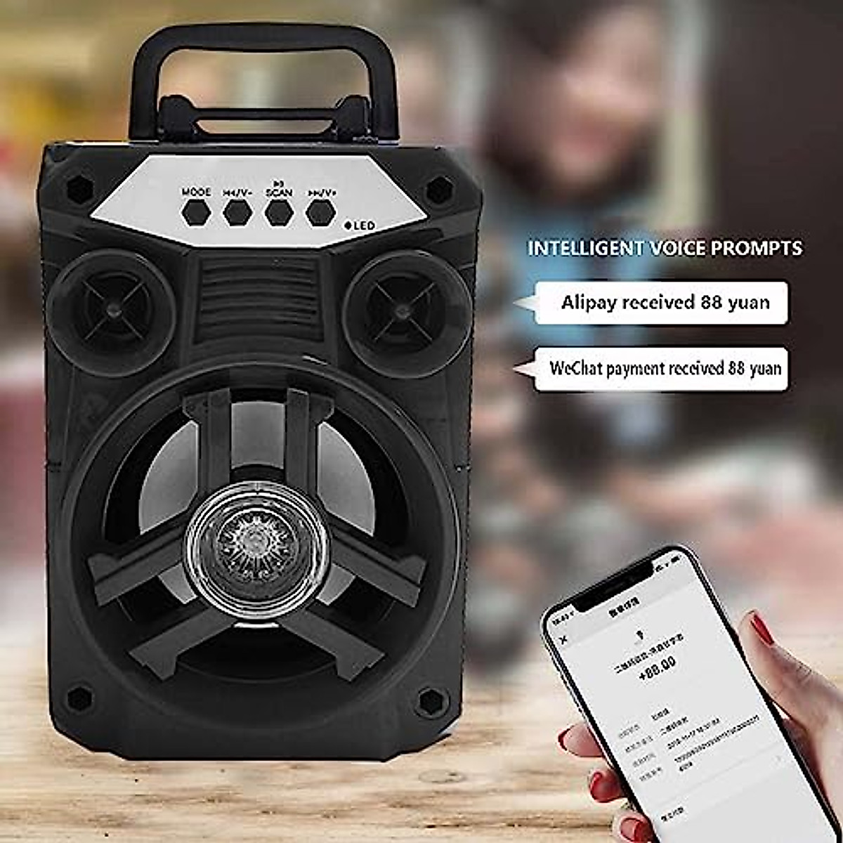 Portable Bluetooth Speakers Indoor Outdoor - Loud Voice Double Subwoofer Bass Speaker, Bluetooth 5.0 Wireless Speaker Support FM Radio, Small Stereo Sound System for Home, Party
