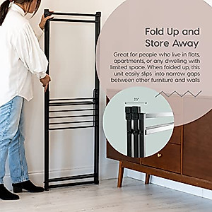 IRIS USA 3 Panels Collapsible Clothes Rack with Shelf, Customizable Garment Rack, Foldable Clothes Drying Rack, Locked and Leveled, Perfect for any Space, Modern and Fashionable, Black