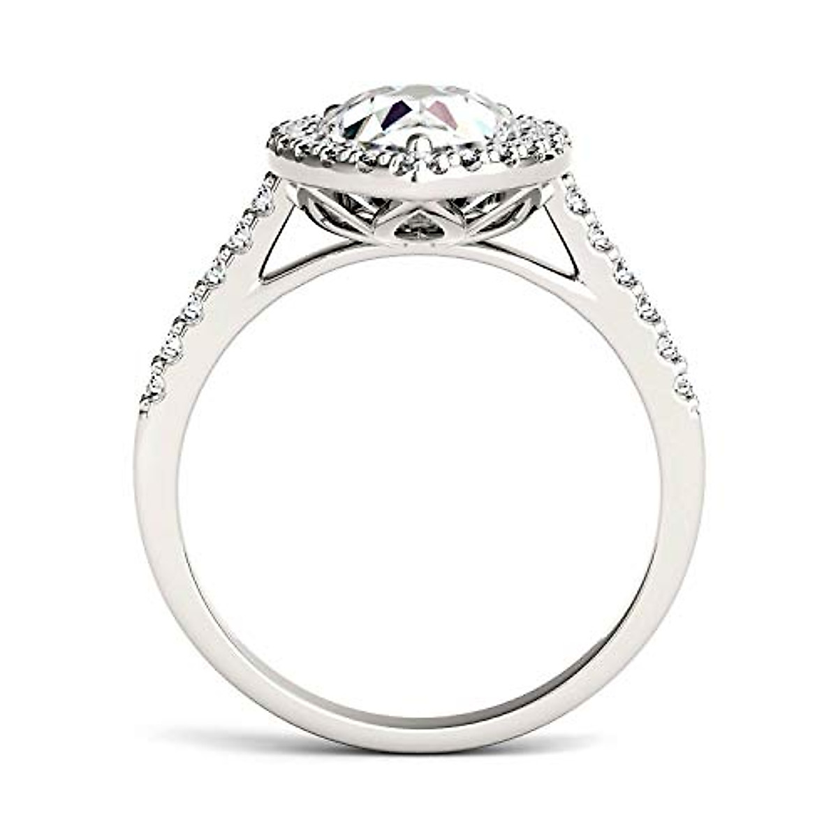Charles & Colvard Created Moissanite 10x7mm Pear Cut Engagement Ring for Women | 2.58 cttw DEW | Lab Grown | Solid 14K White Gold with Rhodium | Size 7
