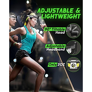Rechargeable Headlamp 2 Pack, 1200 Lumens Motion Sensor Head Lamp with Red Light, 8 Modes Super Bright LED Headlight, WaterProof Head Flashlight for Outdoor Camping Hiking Running Fishing Hunting