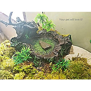 PINVNBY Resin Reptile Platform Artificial Tree Trunk Reptile Tank Decor Food Water Dish Bowl for Bearded Dragon,Lizard, Gecko, Water Frog,Snake