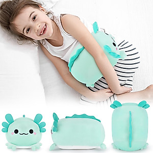 Axolotl Plush-9.1'' Axolotl Plush Pillow, Green Kawaii Axolotl Plushies, Axolotl Anime Plush Stuffed Animals Cute Plush Axolotl Stuff Plushie Stuffed Pillows,Birthday Gift for Kids Girls Boys