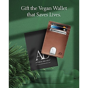 Access Denied Vegan Leather Slim Minimalist Wallets For Men - Cruelty Free Non Leather Front Pocket Thin Mens Wallet RFID Credit Card Holder Gifts For Him
