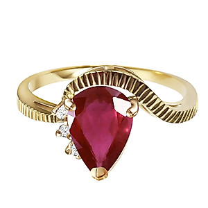 Galaxy Gold GG 1.52 ct 14k Solid Gold Ring Ruby Diamonds - Size 6.5
