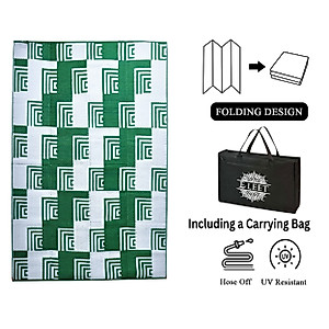 Eleet Reversible Mats, Plastic Straw Rug 5x8 ft - Modern Area Rug - Waterproof Portable Outdoor Rug RV, Patio, Backyard, Deck, Picnic, Beach, Trailer, Camping (5 x 8 ft, Olive Green)