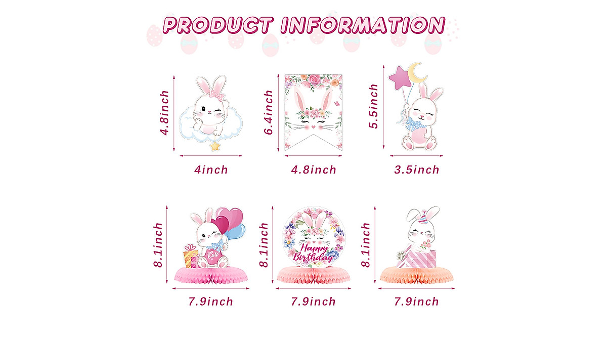 Easter Bunny Birthday Decorations Kit - 26 Pieces for Parties