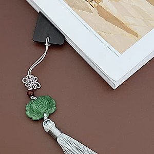 allydrew Sandalwood Bookmark with Pendant Tassel for Book Lovers an Readers, Water Lily