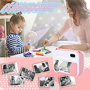 SudnXih Instant Camera for Kids Toys for 5-8 Year Old Girls, Kids Camera Instant Print Birthday Gifts for Girl Age 4 5 6 Selfie Camera with 180 Flip Screen Pink