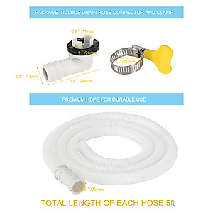Kerykwan 2 Pack 5 FT Air Conditioner Drain Hose Kit, Plastic Tube for AC Condensate, Flexible&Durable Drain Hose for Mini Split AC&Portable AC Washer Dishwasher Faucet