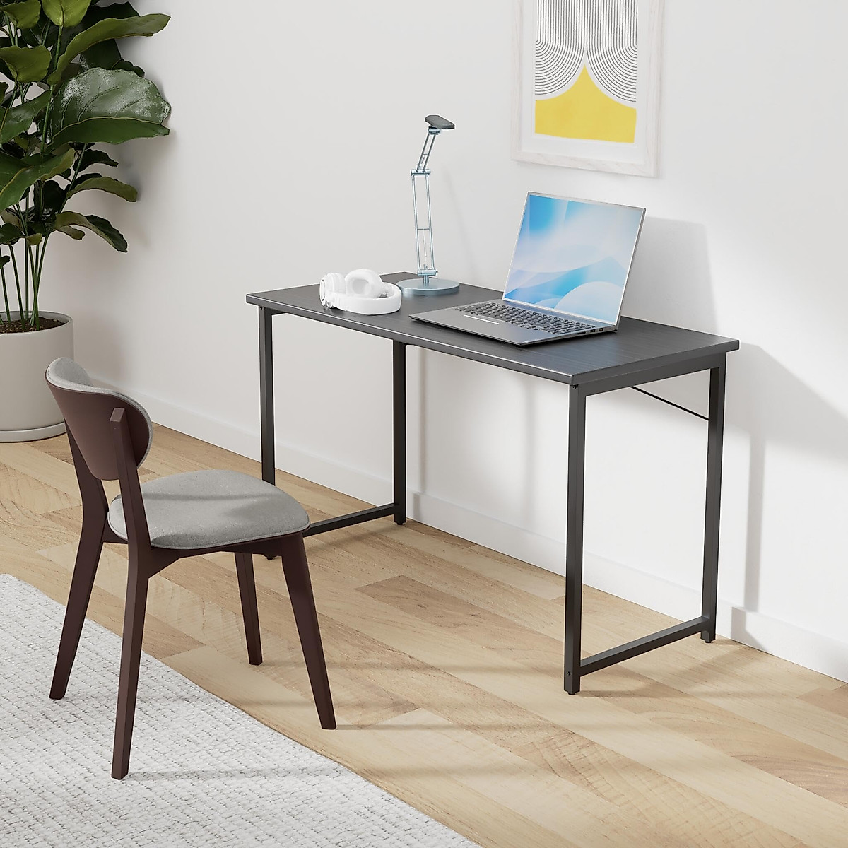 FLEXISPOT EN1 One-Piece Standing Desk 40 x 24 Inches Height Adjustable Desk Electric Sit Stand Up Desk Home Office Desks Computer Workstation (White Frame + Maple Desktop)