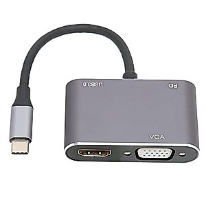 4 in 1 USB Hub 5 Gbps High Speed Transmission Multiport Adapter Hub High Definition Type C to VGA Adapter for Keyboard Mouse Laptops Phones Plug and Play