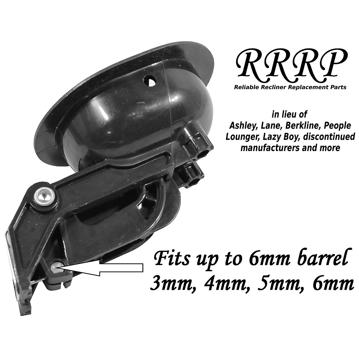 Reliable Recliner Replacement Parts Handle Small Oval Black Plastic Pull Recliner Handle 3" by 3.5" Handle Only Fits 3mm & 6mm Cables (Car Door Flapper Style) Chair Release for Sofa, Couch or Recliner