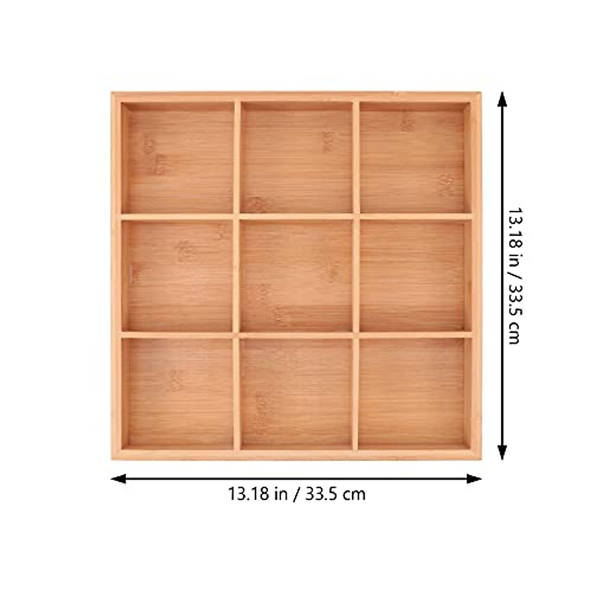 DOITOOL Divided Serving Tray Bamboo 9 Compartments Serving Platter Sushi Plate Candy Bowl for Home Restaurant