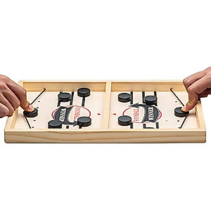 PUBGAMER Sling Fast Puck Table Game Paced Puck Winner Wood Board Sport Toys (Small Size Suitable for Kids Child & Family), Come with Spare Piece and Spring Rope