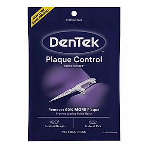 DenTek Cross Flosser Plaque Control Floss Picks, X-Shaped Floss, 75 count