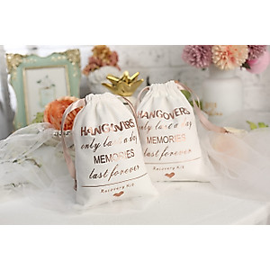 Cytdkve Rose Gold Foiled Hangover Favor Bag Bachelorette Party Favor Bag, Wedding Survival Kit Bags Bride Bridesmaid Gift Bags for Wedding Bridal Shower Party (10 Pieces, White, 5 x 7 Inch)