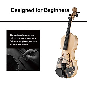 Aliyes Distinctive Artistic Violin Set Designed for Beginners/Students/Kids/adults with Hard Case,Bow,Extra Strings (4/4/Full-size)