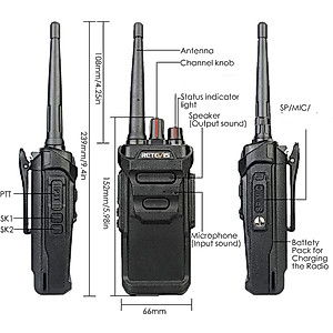 Retevis RT48 Waterproof Walkie Talkie,2 Way Radio Long Range,Military Grade,Hands-Free,Emergency Alarm,Rugged,Squelch,Walkie Talkies with Earpiece for Hunting (2 Pack)