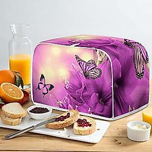 Yzaoxia Butterfly Print Toaster Dust Cover 4 Slice Microwave Toaster Oven Cover for Kitchen Appliance Dust Cover Bread Toaster Oven Cloth Cover Fingerprint Protection Purple