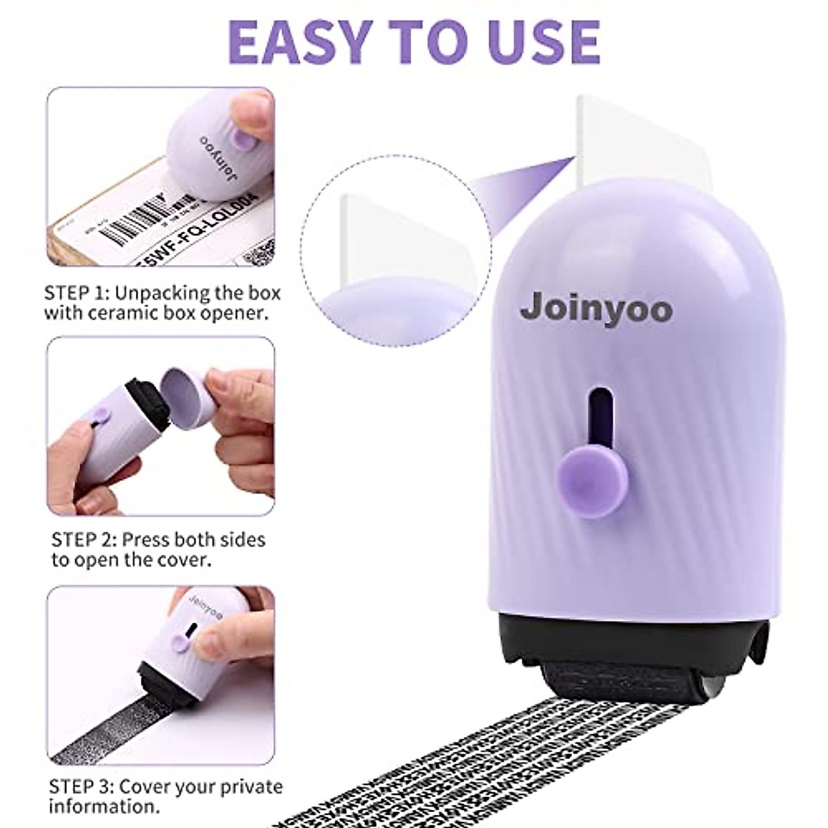Joinyoo Updated Identity Protection Roller Stamp with 3 Refill Ink for Guard Privacy Information Blockout