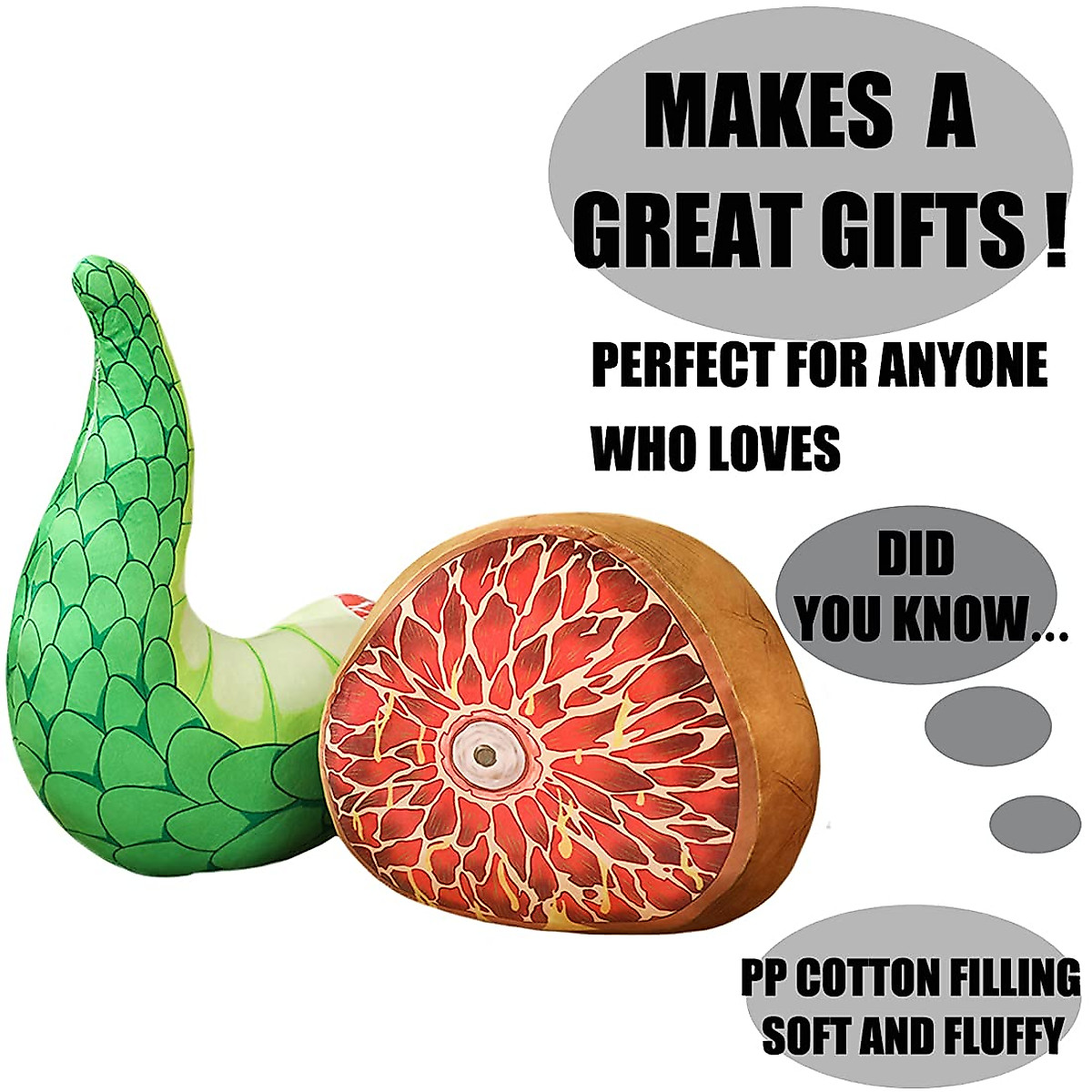 ELAINREN Fluffy Dinosaur Tail Shape Plush Neck Pillow Soft Dragon Tails Stuffed Body Pillow Cartoon Green Dino Tail Plushie Cushion Decor/23.6''