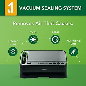 FoodSaver V4840 2-in-1 Vacuum Sealer Machine with Automatic Bag Detection and Starter Kit | Silver, 18.80 x 9.50 x 10.60 inches & 2116382 Preserve & Marinate Vacuum -Containers, 3, 10 Cups, Clear