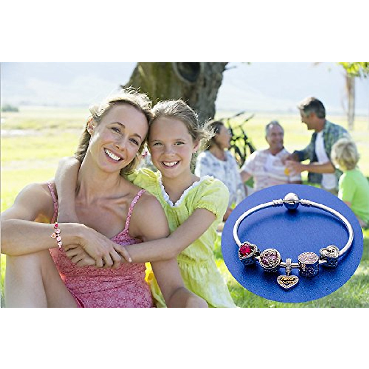 ENJOOOY Sterling Silver Mother Charm Best Mom Charm Pendant with 24k Gold Plating Heart Love Charm Bead fit Women Charm Bracelets