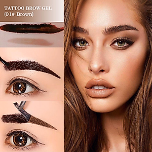 LOKFAR 2 Pcs Natural Eye-Brow Gel Long-Lasting Waterproof Peel Off Tattoo Brow Makeup, For All Types of Eyebrows (Brown)