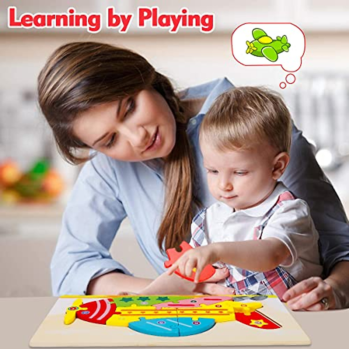 Wooden Toddler Puzzles for Kids Ages 2-4 Montessori Toys for 2 3 4 Year Old Boys Girls Toddler Educational Developmental Toys Gifts Numbers Colors Shapes Early Learning Vehicle Puzzle Toys(3 Packs)