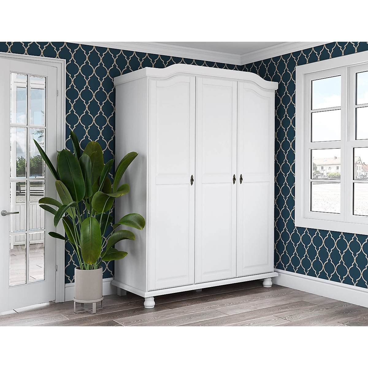 Palace Imports 100% Solid Wood Set of 4 Small Shelves for Kyle Wardrobe/Armoire/Closet ONLY, White