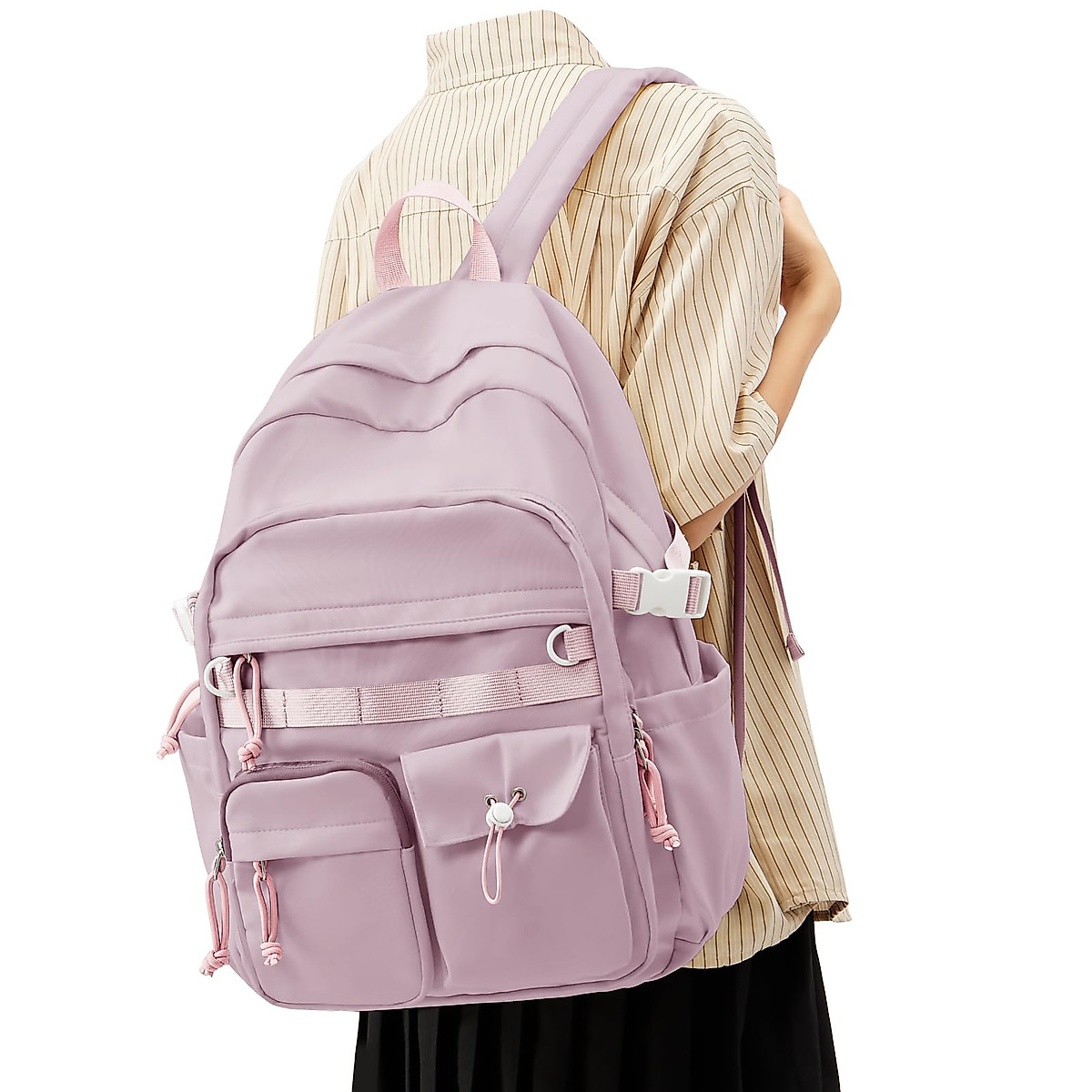 weradar Aesthetic College Backpack Women,Students Casual Travel Daypacks,High School Bookbags For Teen Girls,Cute School Backpack With Lots of Pockets(purple)