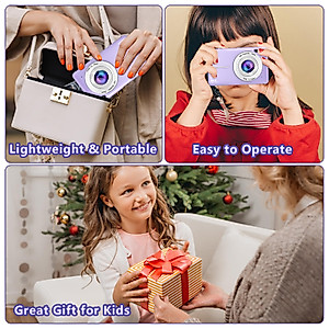 Hauyince Digital Camera, Kids Camera with 16X Zoom, FHD 1080P 44MP Point and Shoot Digital Cameras with 32GB Card, 2 Batteries, Lanyard, Small Compact Travel Camera for Kids,Teens Boys Girls, Purple