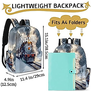 OMFUNS Locomotive Train Customized Kids Backpack for Boys Girls Winter Transport Personalized Preschool Toddler Backpack Kindergarten Nursery Bookbag Travel Children School Bag