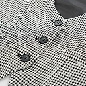 GRACE KARIN Women's Outerwear Vests Fully Lined Blazer Dressy Vest Coat for Work(S, Black-White Plaid)