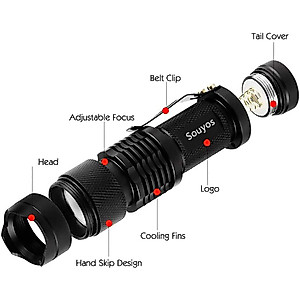 3 Pack Red Light Flashlight,3 Modes Red Led Flashlight,Zoomable Long Range Red Hunting Light Red Flashlight Torch with Clip for Hunting,Detector,Night Observation, Night Detecting-Black House