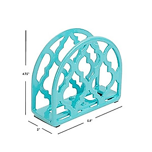 Lattice Collection Cast Iron Napkin Holder, By Home Basics (Turquoise) / Napkin Holders For Kitchen, Table Napkin Holder With Non-Skid Feet