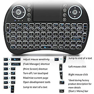 RAXXIO i8 Mini Wireless Keyboard, Handheld 2.4GHz LED-Backlit Portable Mini Keyboard with Touchpad Mouse, Rechargeable Battery for Pc Pad Xbox 360 Ps3 Smart TV Htpc Iptv Android Box Linux Raspberry Pi