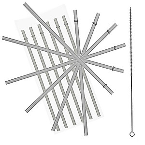 10.5 Inch, Set of 6 Smoke Replacement Acrylic Straws and 1 Nylon Straw Cleaning Brush for 16oz, 20oz, 24oz Tumblers. (Smoke, 10.5)