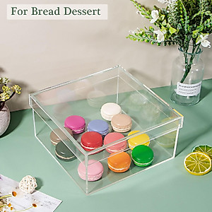 Yeeco Clear Acrylic Boxes with Lid Acrylic Storage Cube Containers with Lids, Plastic Square Boxes 7.92×7.92×3.93 Inches for Candy, Cotton Ball, Beads, Tiny Arts, Watches, Earring, Cosmetics