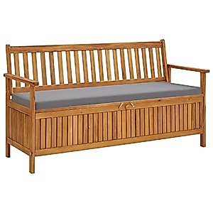 vidaXL Outdoor Storage Bench, Deck Box for Patio Furniture, Front Porch Decor and Outdoor Seating for Garden Balcony, Solid Wood Acacia