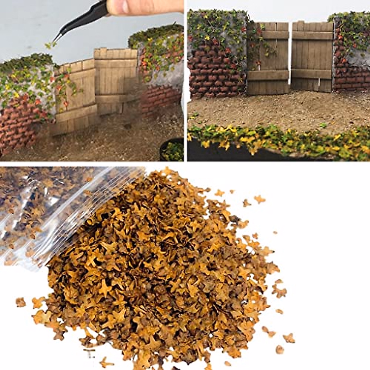 AMLESO 33ml Micro Landscape Leaves Model Scenery Grass Tufts Table Diorama Railway Scene Accessories Leaf for Fairy Garden Bonsai Ornaments, Brown
