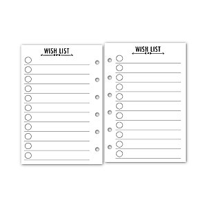 Pocket Wish List Planner Insert Refill, 3.2 x 4.7 inches, Pre-Punched for 6-Rings to Fit Filofax, LV PM, Kikki K, Moterm and Other Binders, 30 Sheets Per Pack